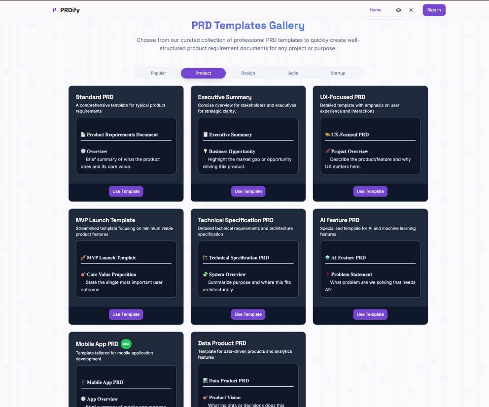 PRDify – AI-Powered PRDs, AI Wireframing, AI Product Research & Version Control Tool
